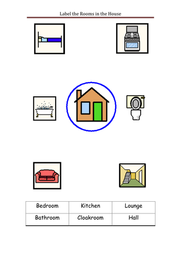 Label the rooms in the house | Teaching Resources