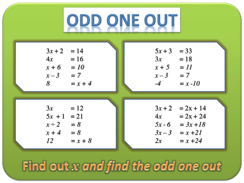 Solving Equations Odd One Out Plenary | Teaching Resources