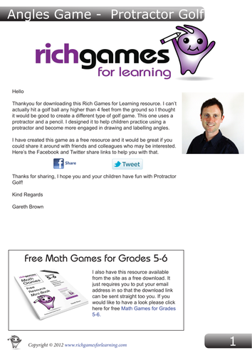 Angles Game - Protractor Golf | Teaching Resources