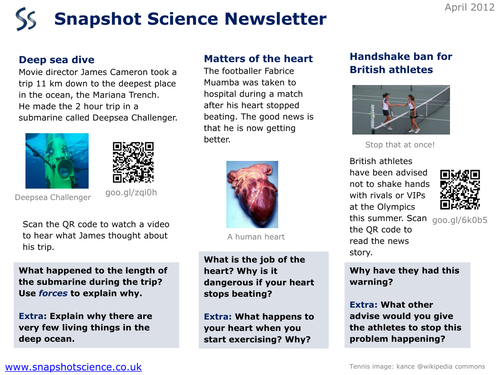 Snapshot Science Junior Newsletter (April) | Teaching Resources