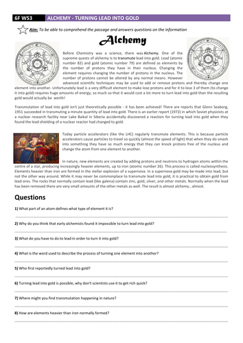 Alchemy Turning Lead into Gold | Teaching Resources Alchemy Turning Lead into Gold | Teaching Resources