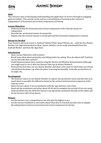 Atomic Bomber - app games to learn about vectors! | Teaching Resources