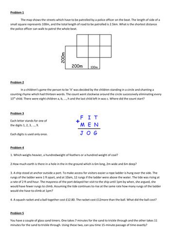 GCSE 10 Problems to Solve Worksheet | Teaching Resources