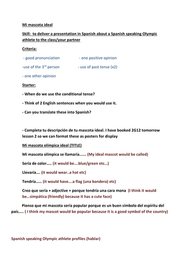 Design ideal Olympic mascot | Teaching Resources