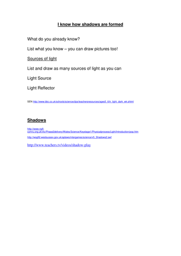 How Shadows are formed by KeithJarvis - Teaching Resources - TES