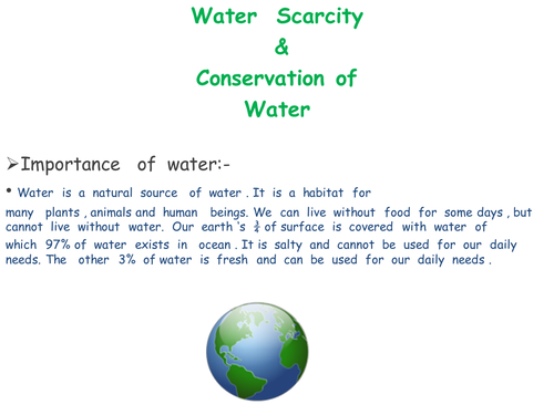 Water Scaricity & Conservation | Teaching Resources