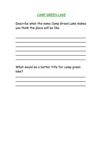 Camp green lake | Teaching Resources