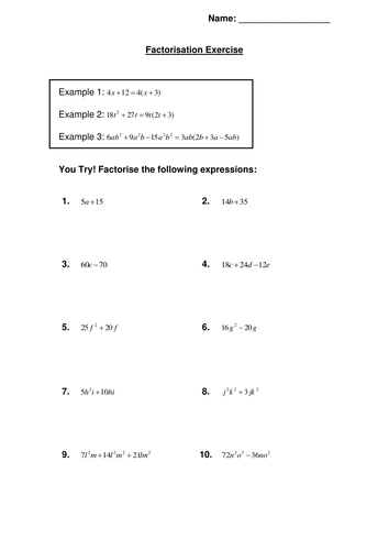 Factorisation Teaching Resources Teaching Resources