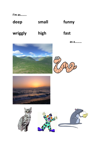 Simile Prompt sheet | Teaching Resources