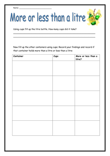 litres or millilitres? sorting activity by mpriest - Teaching Resources ...