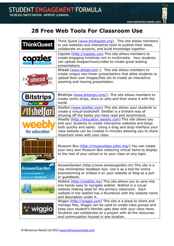 28 free web tools for the classroom | Teaching Resources