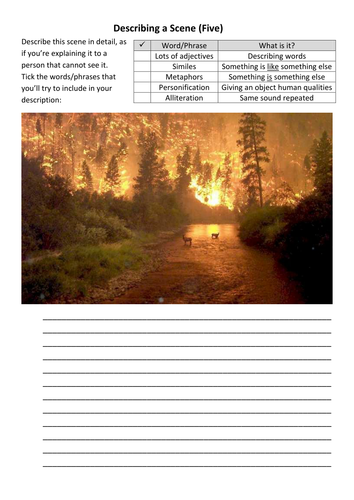 Describing scenes with imagery | Teaching Resources