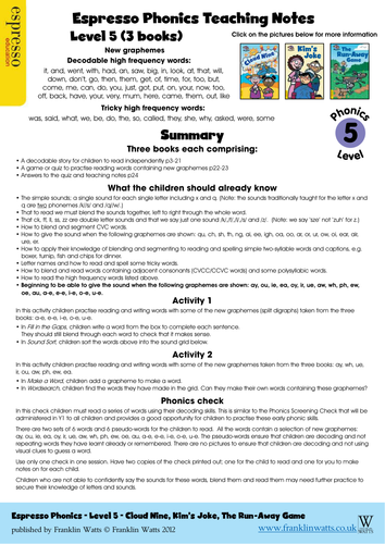 Espresso Phonics Notes & Activity Sheets L5 and 6 | Teaching Resources