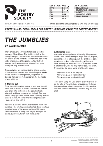 The Jumblies: a poetry resource by David Harmer by poetrysoc - Teaching ...
