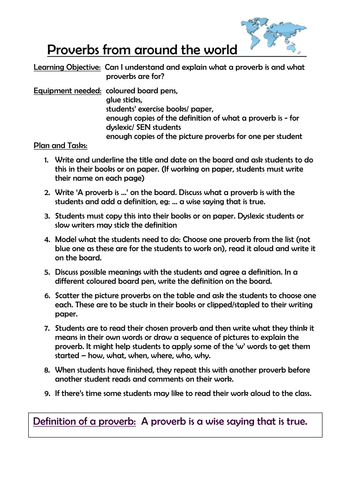 Proverbs from around the world - activity | Teaching Resources