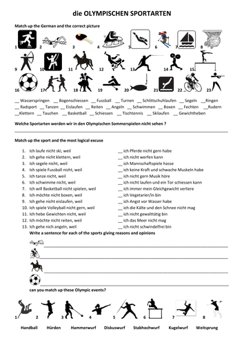 Olympic sports in German | Teaching Resources