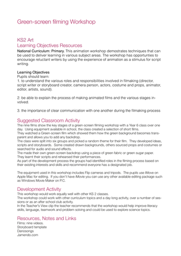 Green Screen Film workshop | Teaching Resources