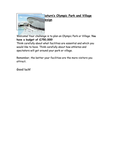 Design an Olympic village | Teaching Resources