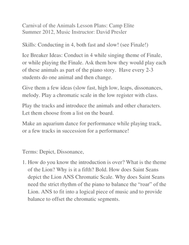 PPT and resources for the Carnival of Animals by rbagley - Teaching ...