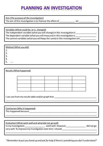 How to Plan an Investigation - factsheet | Teaching Resources