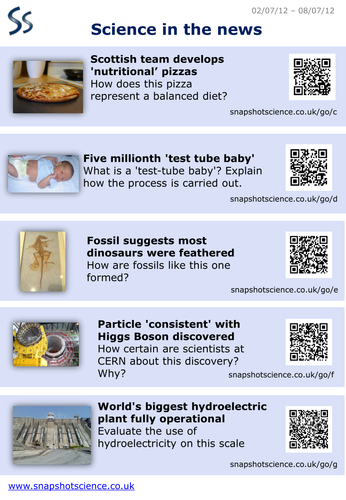 Science in the News-letter: 8th July 2012 | Teaching Resources