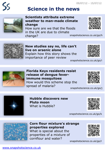 Science in the News-letter: 15th July 2012 | Teaching Resources