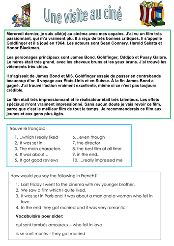 Text - past tense visit to cinema | Teaching Resources Text - past tense visit to cinema | Teaching Resources