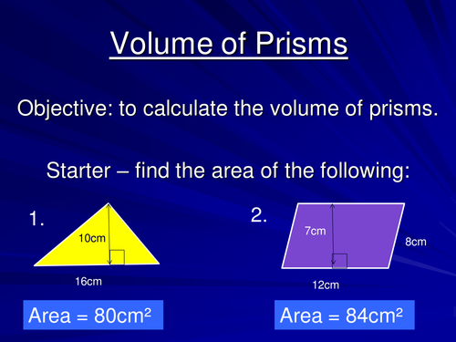 Volume of Prisms | Teaching Resources