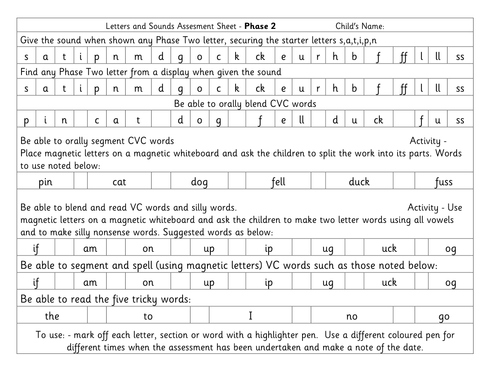 Phonics Assessment by Suggsi - Teaching Resources - Tes