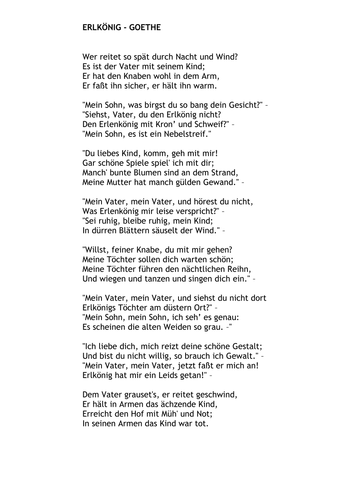 GOETHE - ERLKöNIG | Teaching Resources