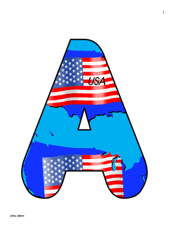 Sets of Alphabet and Numbers on USA Flag | Teaching Resources