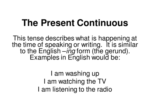 Spanish Present Continous - Irregular Forms | Teaching Resources