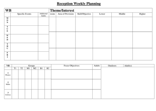 WEEKLY PLAN SHEET by RND86 - UK Teaching Resources - TES