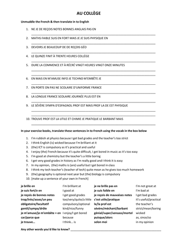 mon college - school in French | Teaching Resources