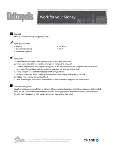 Work for Your Money | Teaching Resources
