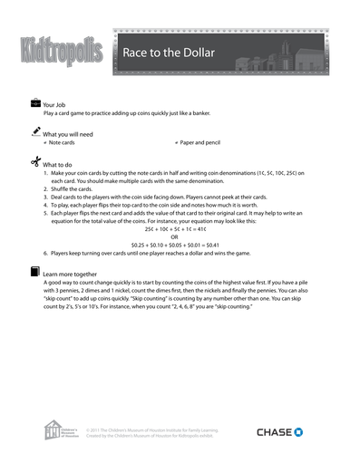 Race to the Dollar | Teaching Resources