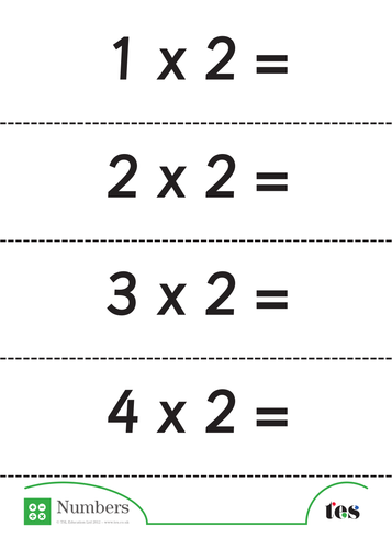 Two Times Table Flash Cards - without answers | Teaching Resources