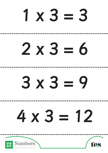 Three Times Table Flash Cards (complete set) | Teaching Resources