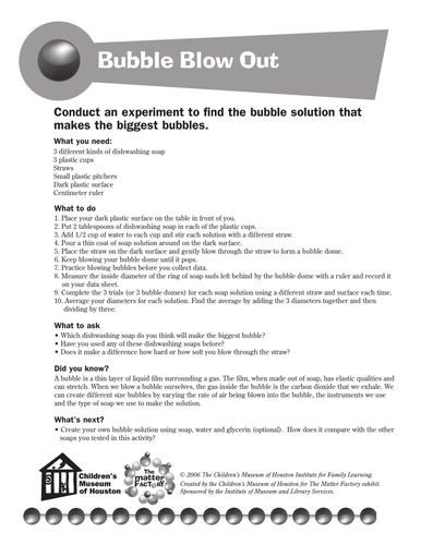 Bubble Blow Out | Teaching Resources