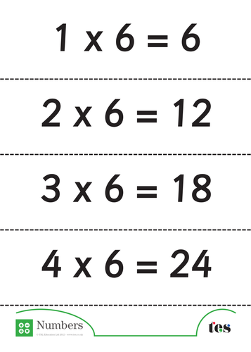 Six Times Table Flash Cards (complete set) | Teaching Resources