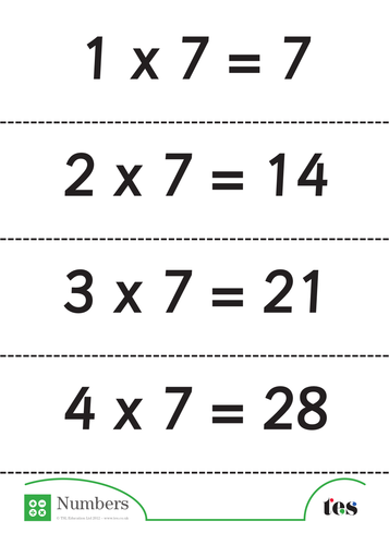 Seven Times Table Flash Cards (complete set) | Teaching Resources