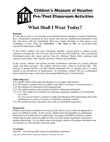 What Shall I Wear Today? | Teaching Resources