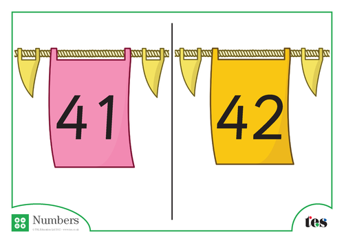 Number Cards – Bunting Theme 41-50 | Teaching Resources