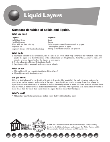 Liquid Layers | Teaching Resources