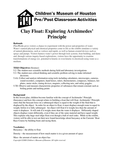 Clay Float | Teaching Resources