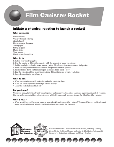 Film Canister Rockets | Teaching Resources