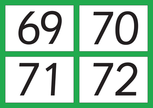 A4 Flash cards - Four Numbers Per Sheet 61-80 | Teaching Resources