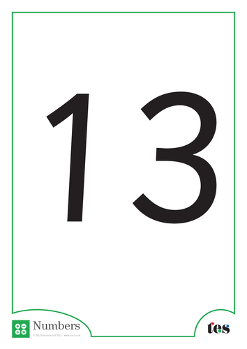 A4 Flash cards –Numbers 11-15 | Teaching Resources