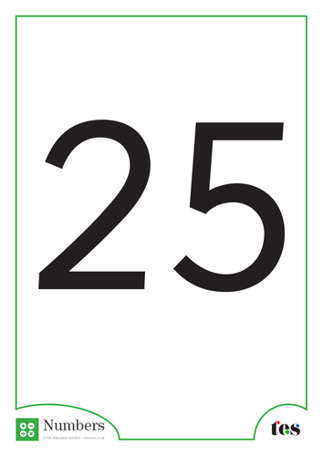 A4 Flash cards –Numbers 21-25 | Teaching Resources