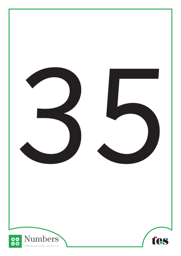 A4 Flash cards –Numbers 31-35 | Teaching Resources